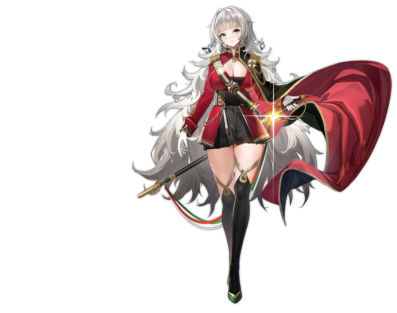 yunsang azur lane vittorio veneto (azur lane) cleavage stockings sword thighhighs transparent ...